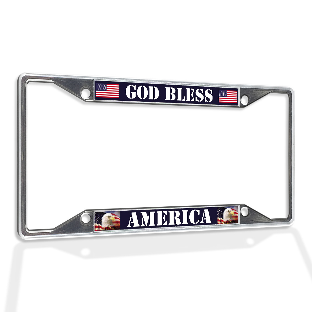Metal License Plate Frame Vinyl Insert God Bless America A | eBay
