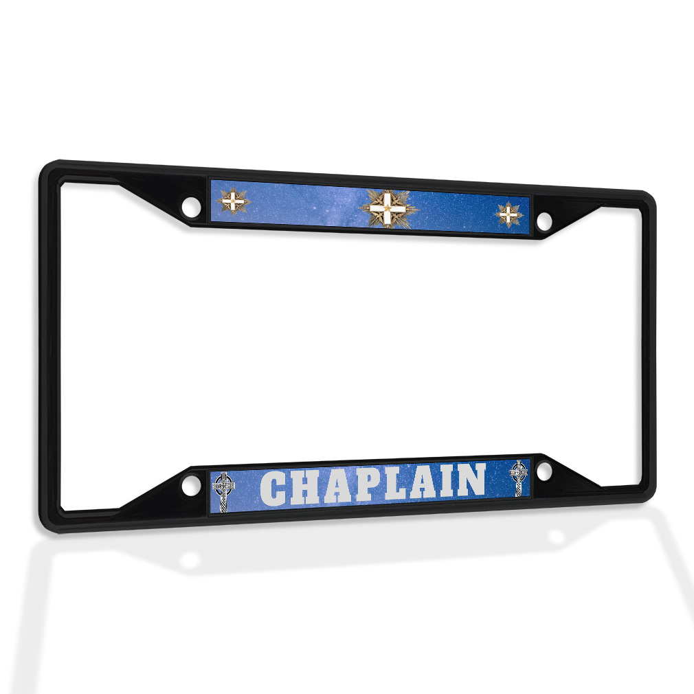 Metal License Plate Frame Vinyl Insert Chaplain Religious Term A | eBay