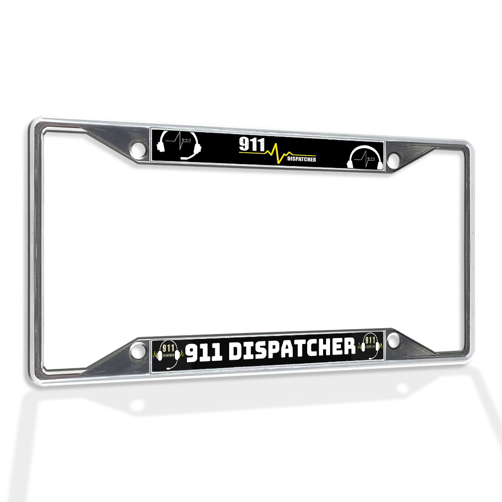 Metal License Plate Frame Vinyl Insert 911 Dispatcher B | eBay