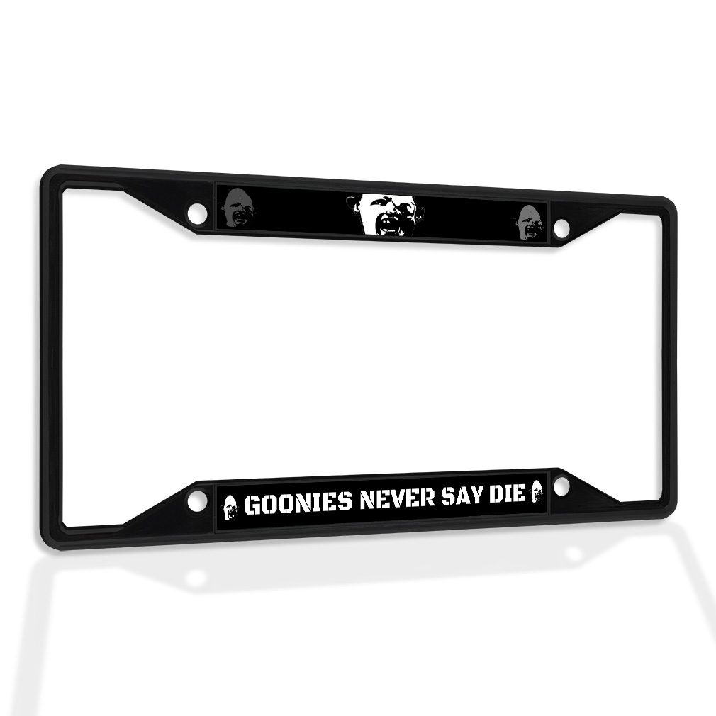 Metal License Plate Frame Vinyl Insert Goonies Never Say Die | eBay