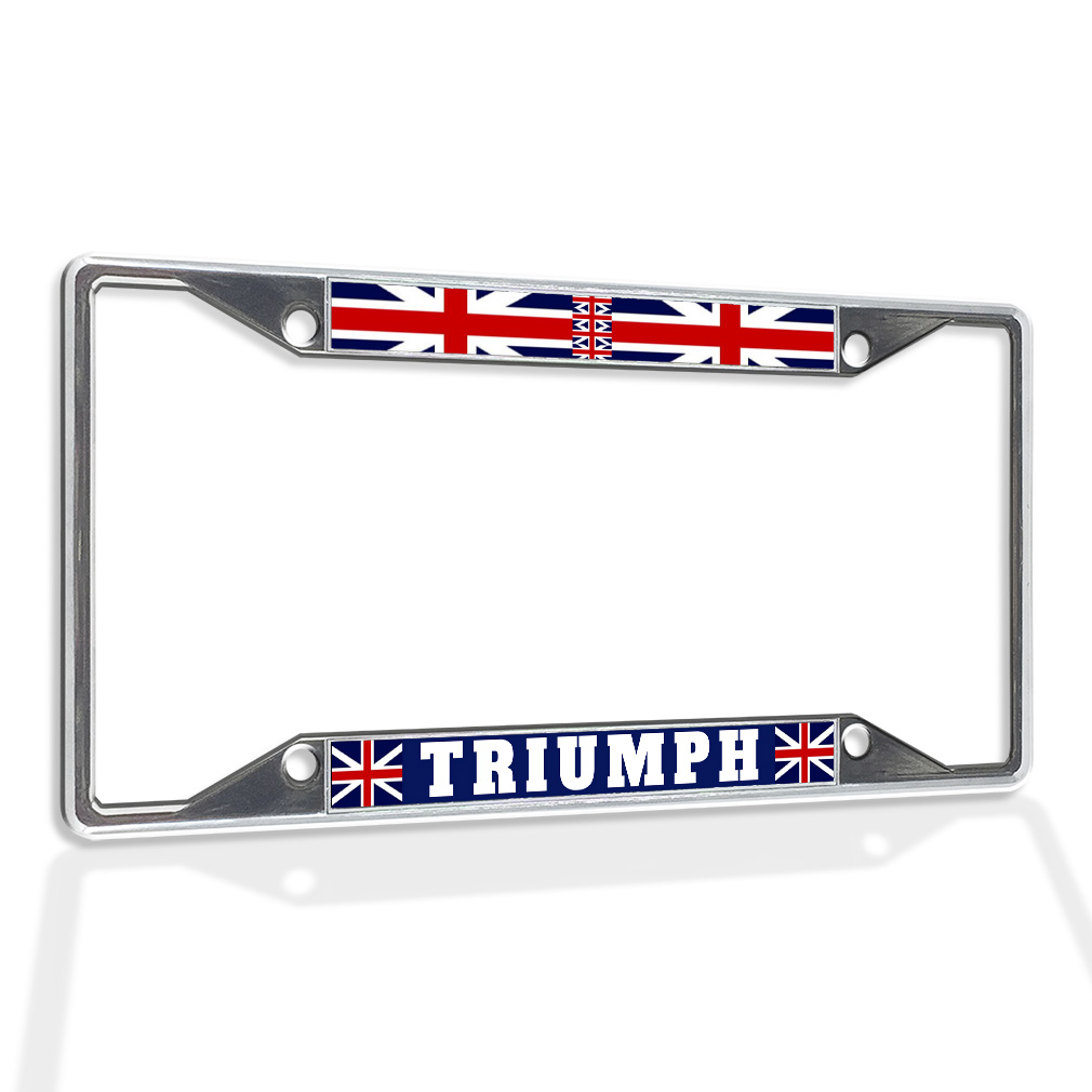 Metal License Plate Frame Vinyl Insert Triumph with British Flag | eBay